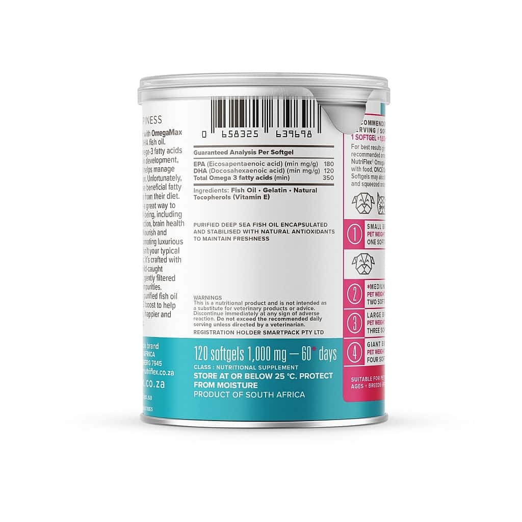 OmegaMax Omega 3 For Dogs & Cats | 120 X 1000mg | NutriFlex
