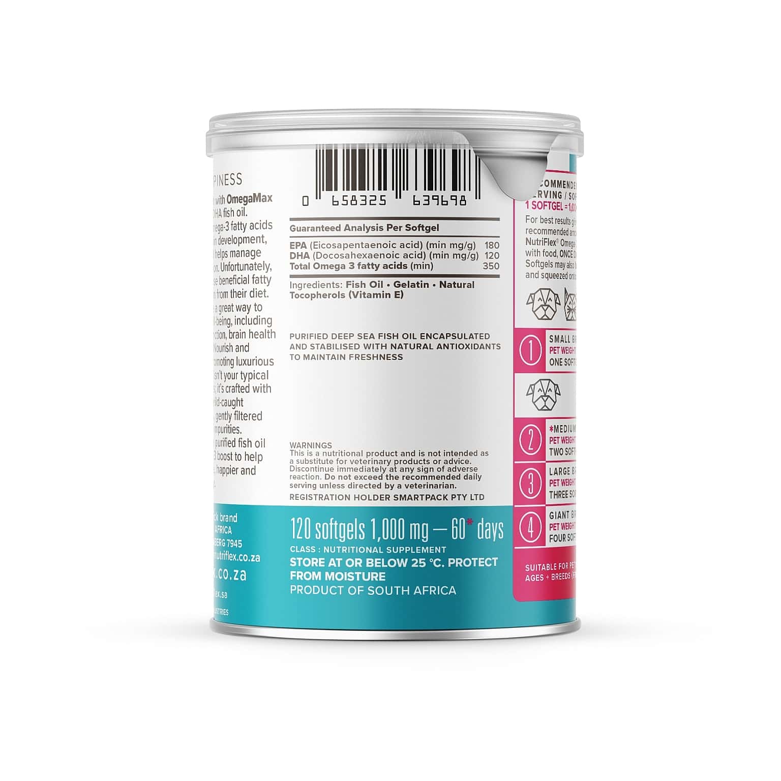 OmegaMax Omega 3 For Dogs & Cats | 120 X 1000mg | NutriFlex