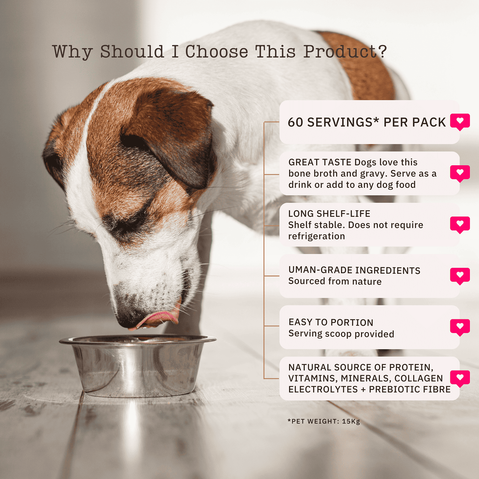 Instant Beef Bone Broth For Dogs & Cats | 60 Servings | NutriFlex